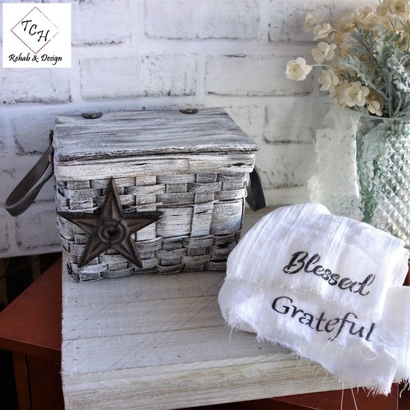 The Crafty Hobbit | Accents | Vintage Barnwood Finish Basket With Iron ...